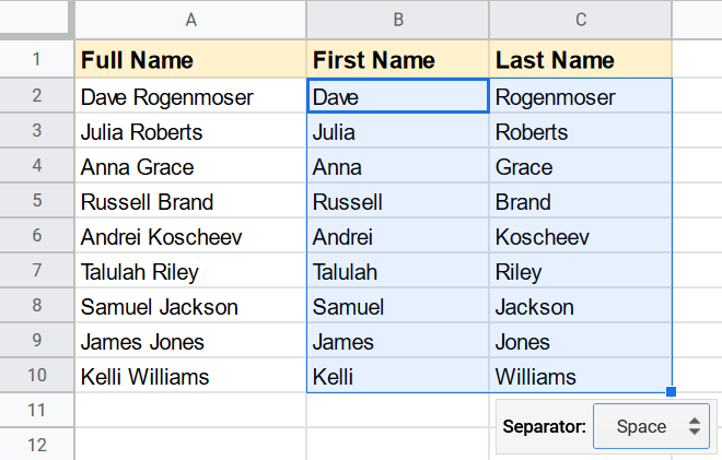 4 Easy Ways to Separate First and Last Names in Google Sheets ...