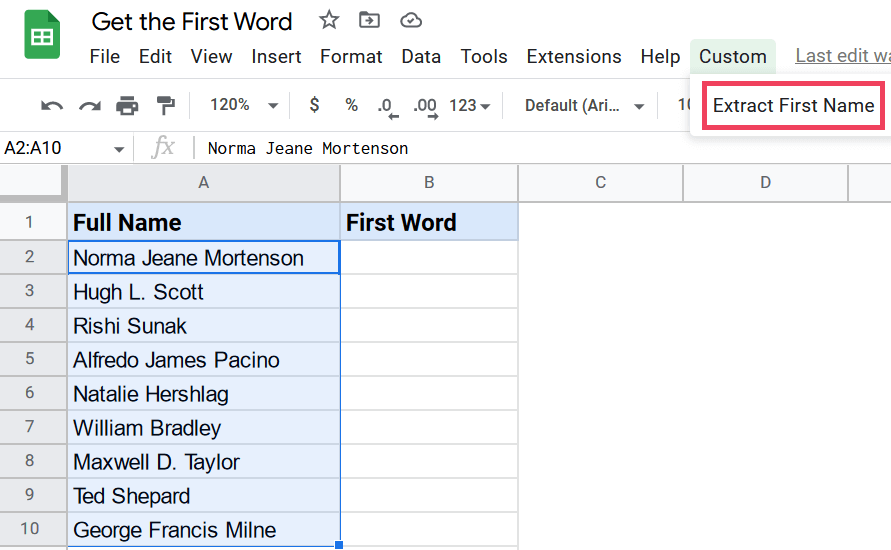 4 Easy Ways to Extract the First Word in Google Sheets - Productive Sheets