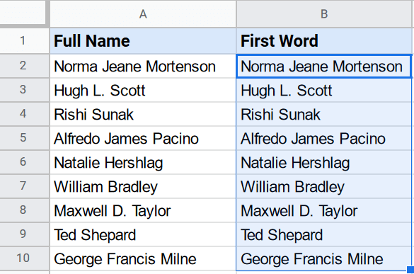 4 Easy Ways to Extract the First Word in Google Sheets - Productive Sheets
